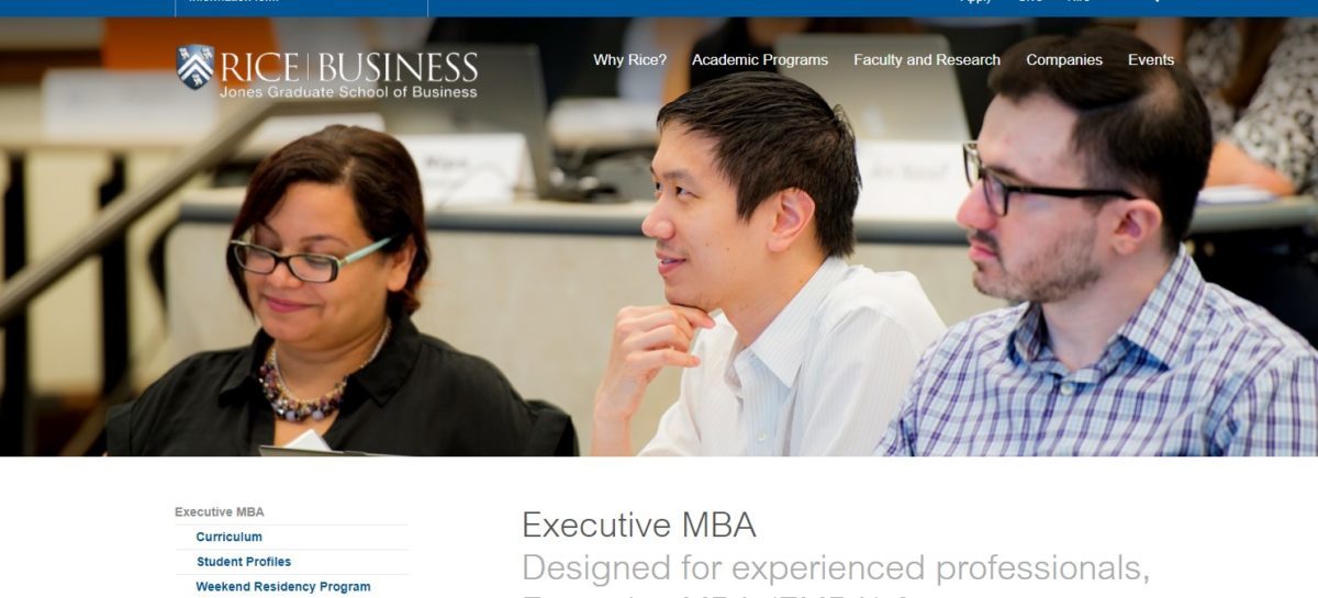 Rice University, Jones Graduate School of Business, Executive MBA in ...